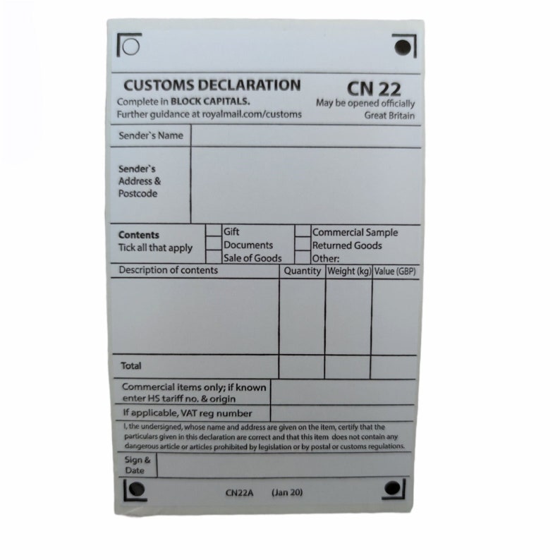 CN22 ADHESIVE CUSTOMS LABELS - Etsy