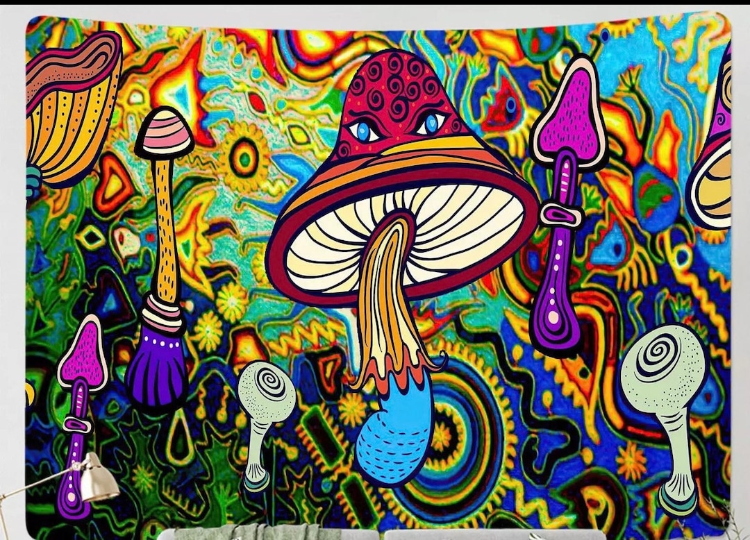 Trippy Mushroom Tapestry Wall Hanging Decor - Etsy