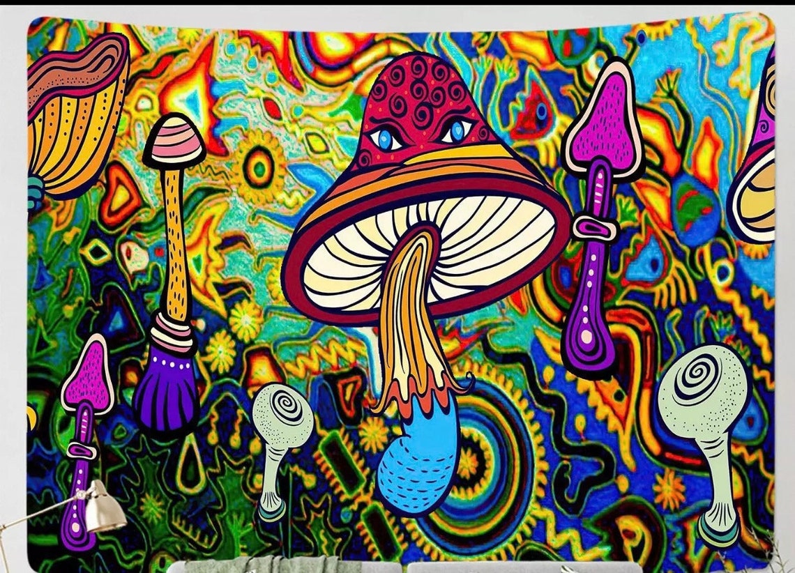Trippy Mushroom Tapestry Wall Hanging Decor - Etsy