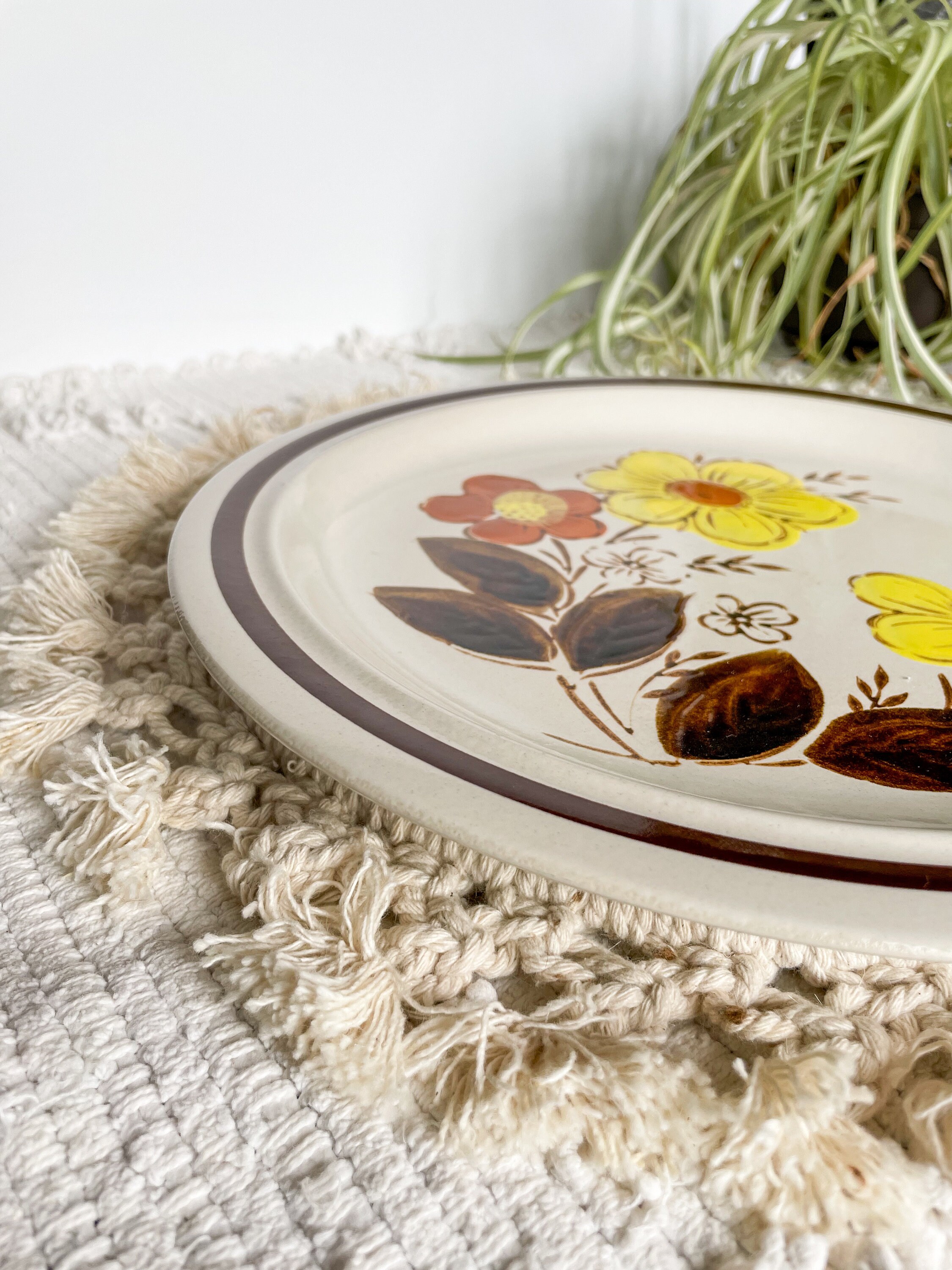 CHOP PLATE Design Four Stoneware “sundance” Japan Floral Boho - Etsy