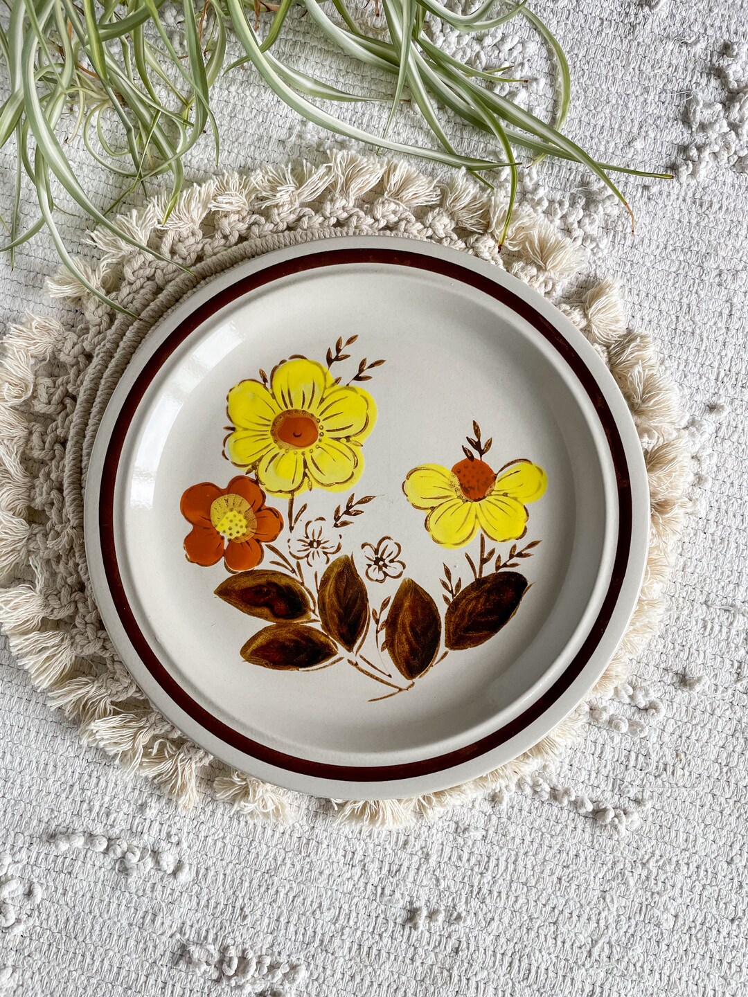 CHOP PLATE Design Four Stoneware “sundance” Japan Floral Boho - Etsy