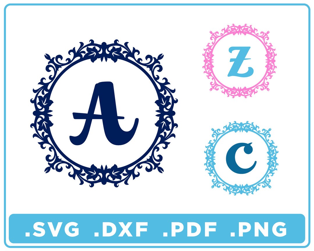 Circle Monogram Svg/dxf/png/pdf, Alphabet Cut Files, Digital Download ...