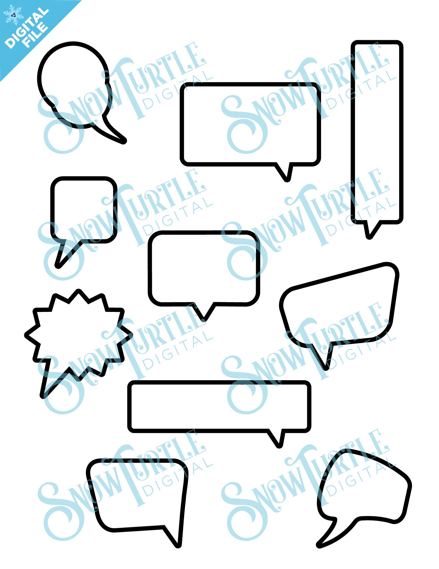 Word Bubbles Cartoon Speech Set of 30 Svg/dxf/png/pdf, Cut Files ...