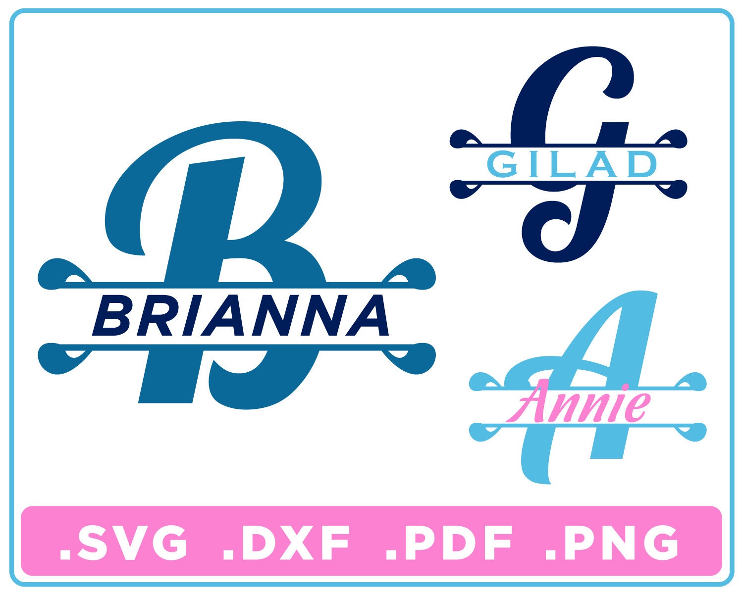 Split Monogram Svg/dxf/png/pdf, Alphabet Cut Files, Digital Download ...