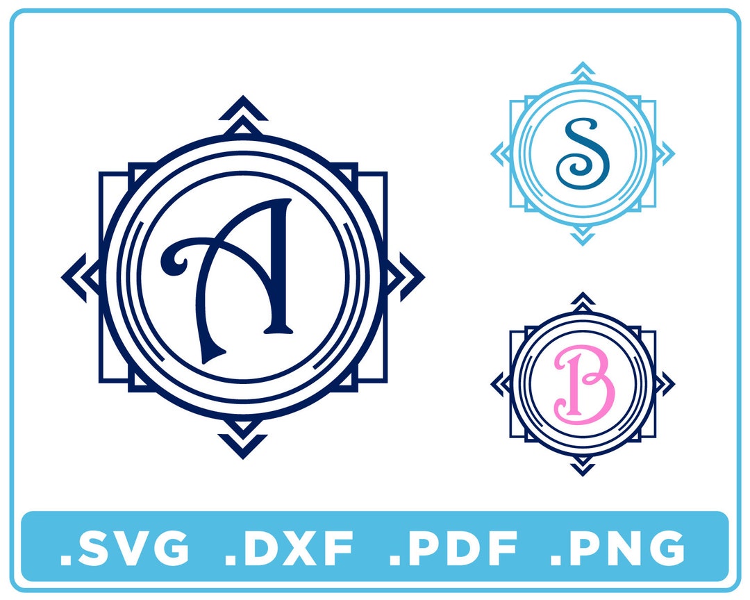 Circle Monogram Svg/dxf/png/pdf, Alphabet Cut Files, Digital Download ...