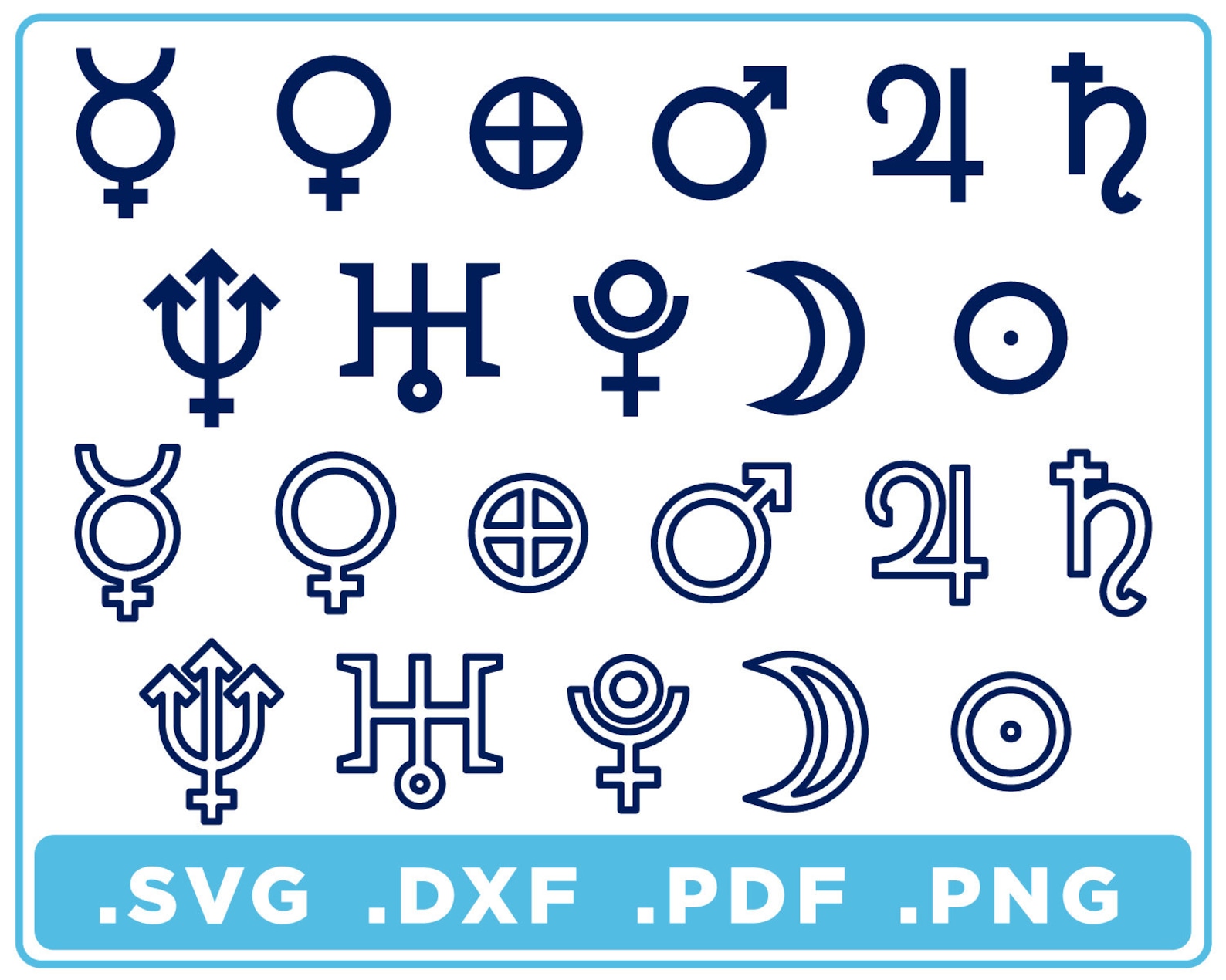 Planet Solar System Icons Symbols Individual Svg/dxf/png/pdf, Cut Files ...