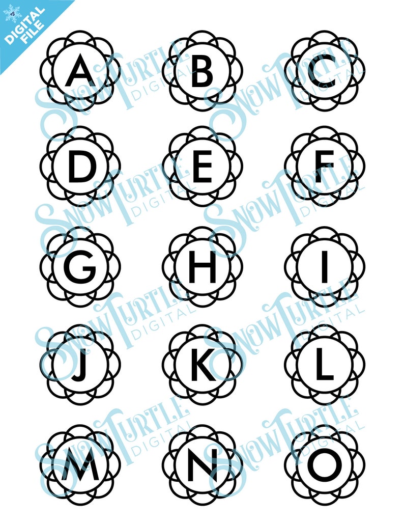Circle Monogram Svg/dxf/png/pdf, Alphabet Cut Files, Digital Download ...