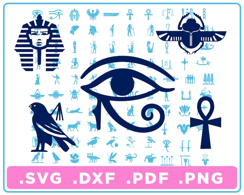 Egypt Egyptian Symbols Large Set of 100 Individual Symbols Svg/dxf/png ...