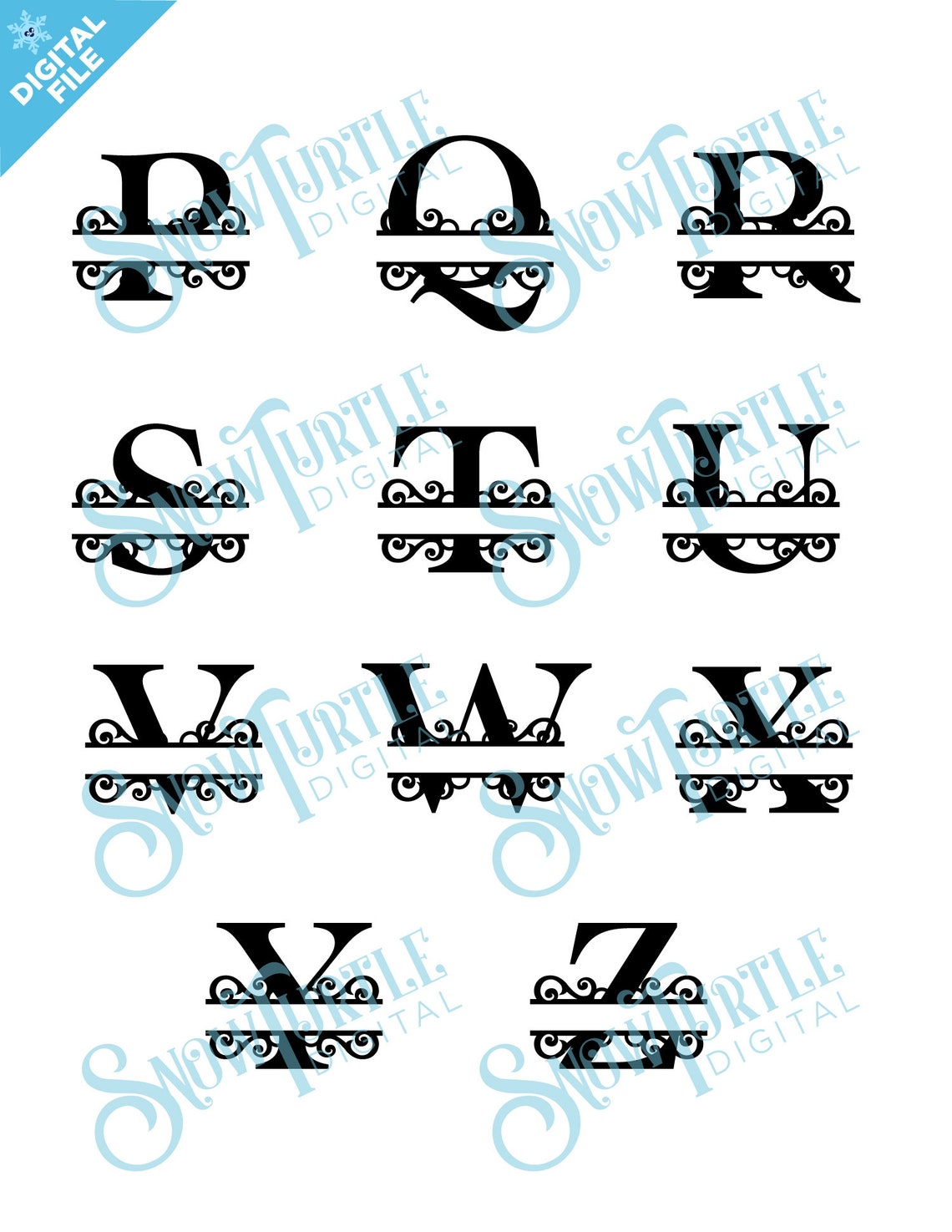 Split Monogram Svg/dxf/png/pdf Alphabet Cut Files Digital - Etsy