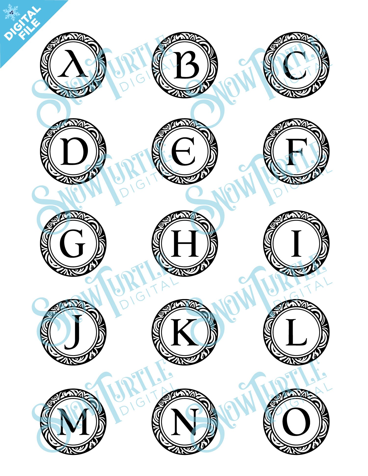 Circle Monogram Svg/dxf/png/pdf, Alphabet Cut Files, Digital Download ...
