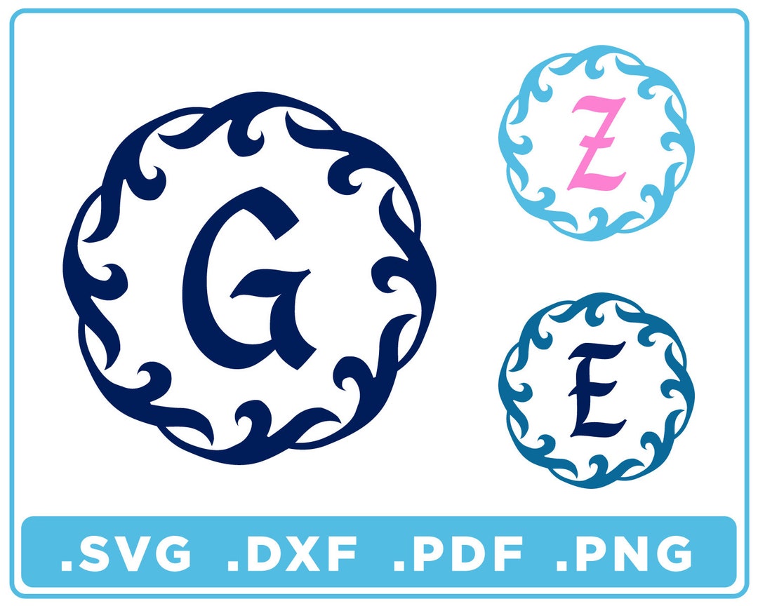 Circle Monogram Svg/dxf/png/pdf, Alphabet Cut Files, Digital Download ...