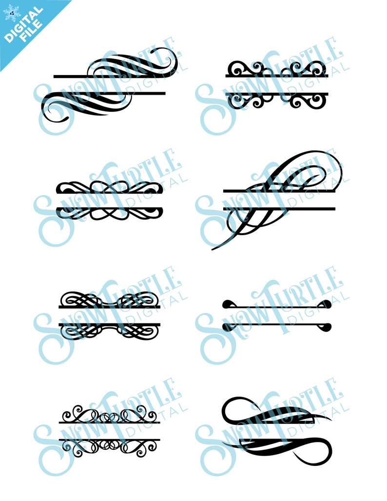 13 Split Monogram Frames Set Svg/dxf/png/pdf, Cut Files, Digital ...