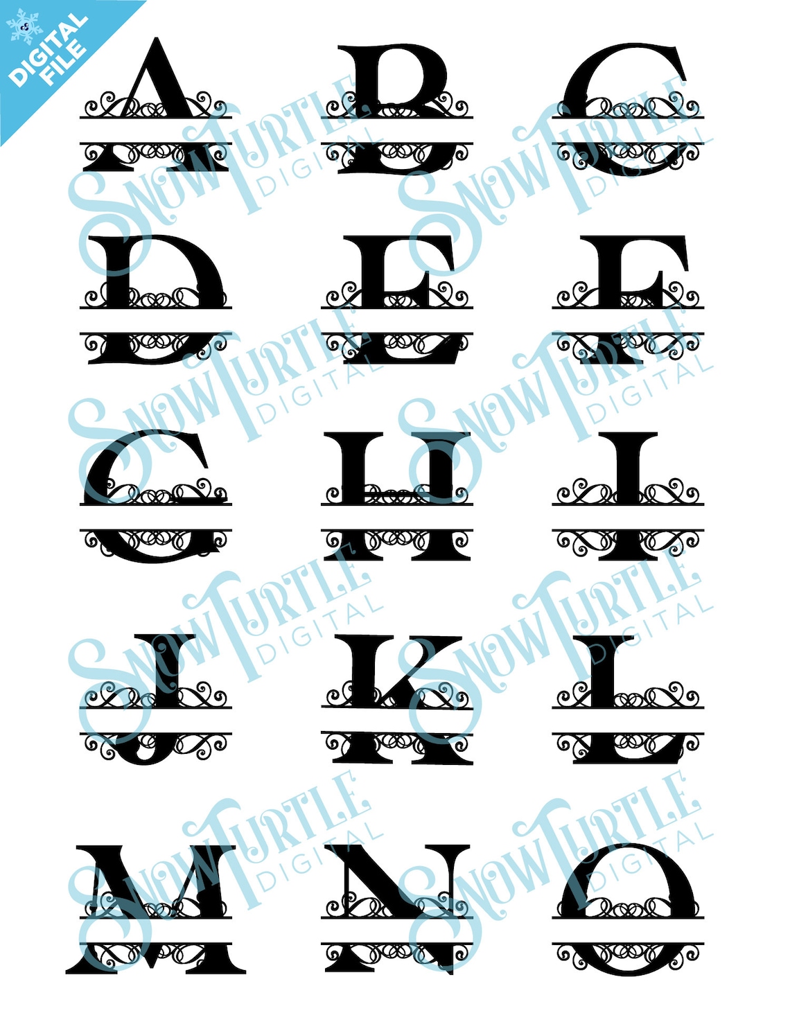 Split Monogram Svg/dxf/png/pdf Alphabet Cut Files Digital - Etsy