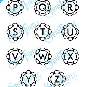 Circle Monogram Svg/dxf/png/pdf, Alphabet Cut Files, Digital Download ...
