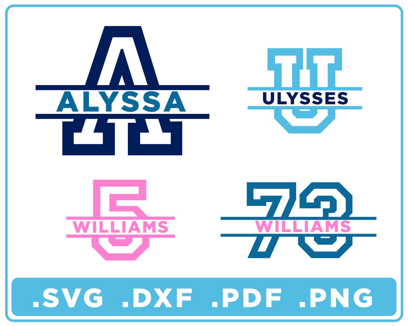 Split Monogram Svg/dxf/png/pdf, Alphabet Cut Files, Digital Download ...