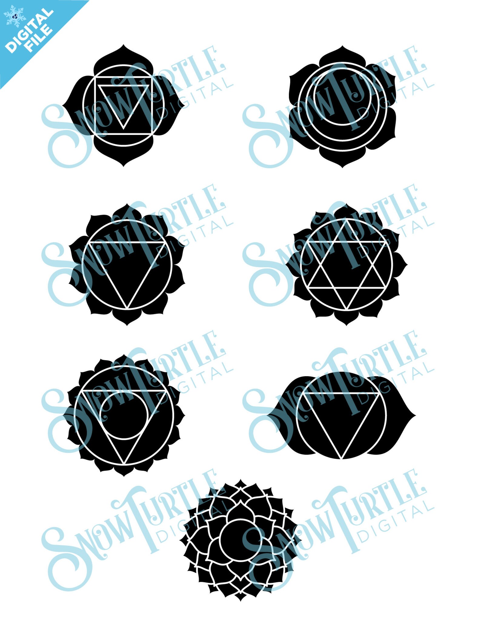 Chakra Symbol Set of 21 Individual Designs Svg/dxf/png/pdf, Cut Files ...
