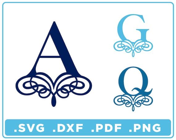 Single Monogram Svg/dxf/png/pdf Alphabet Cut Files Digital - Etsy