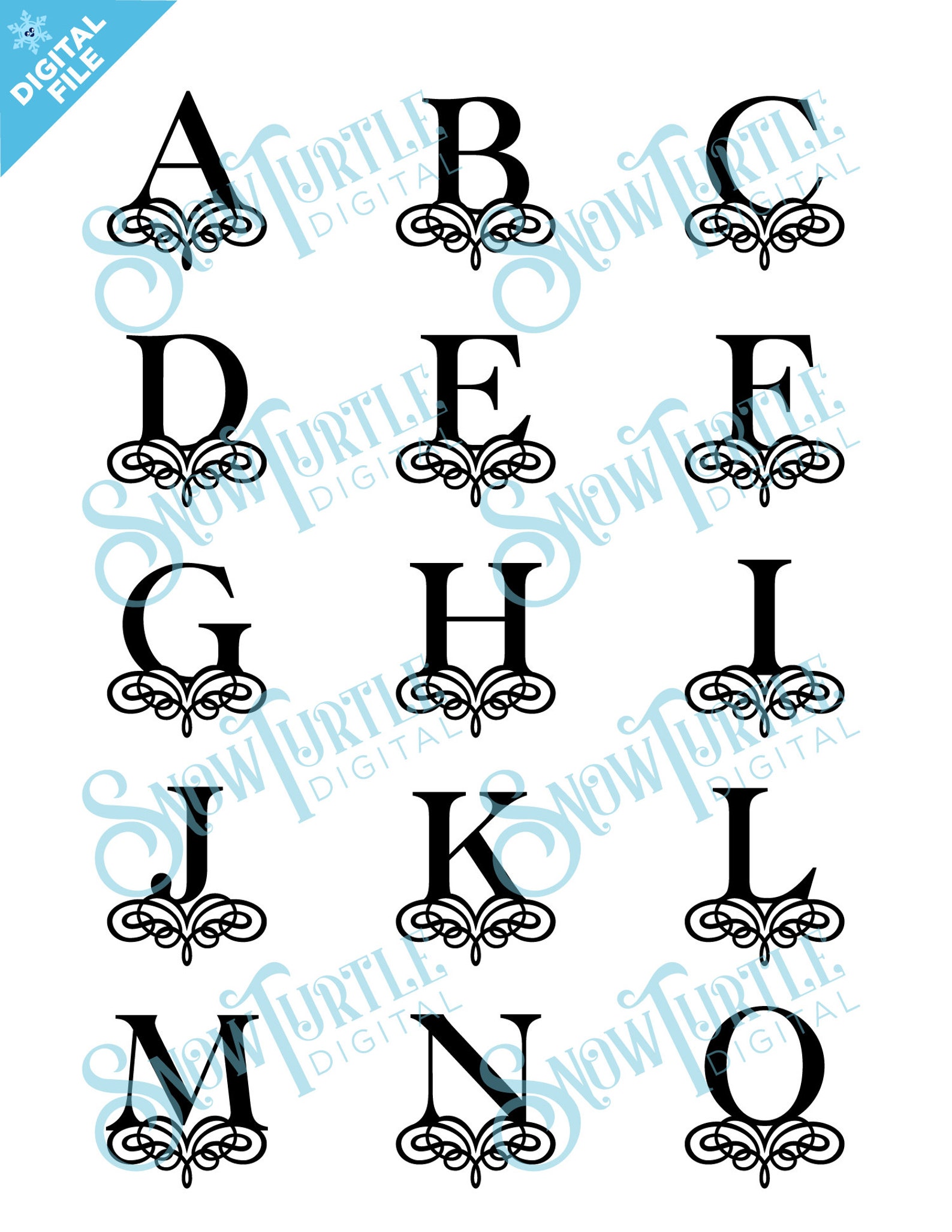 Single Monogram Svg/dxf/png/pdf, Alphabet Cut Files, Digital Download ...