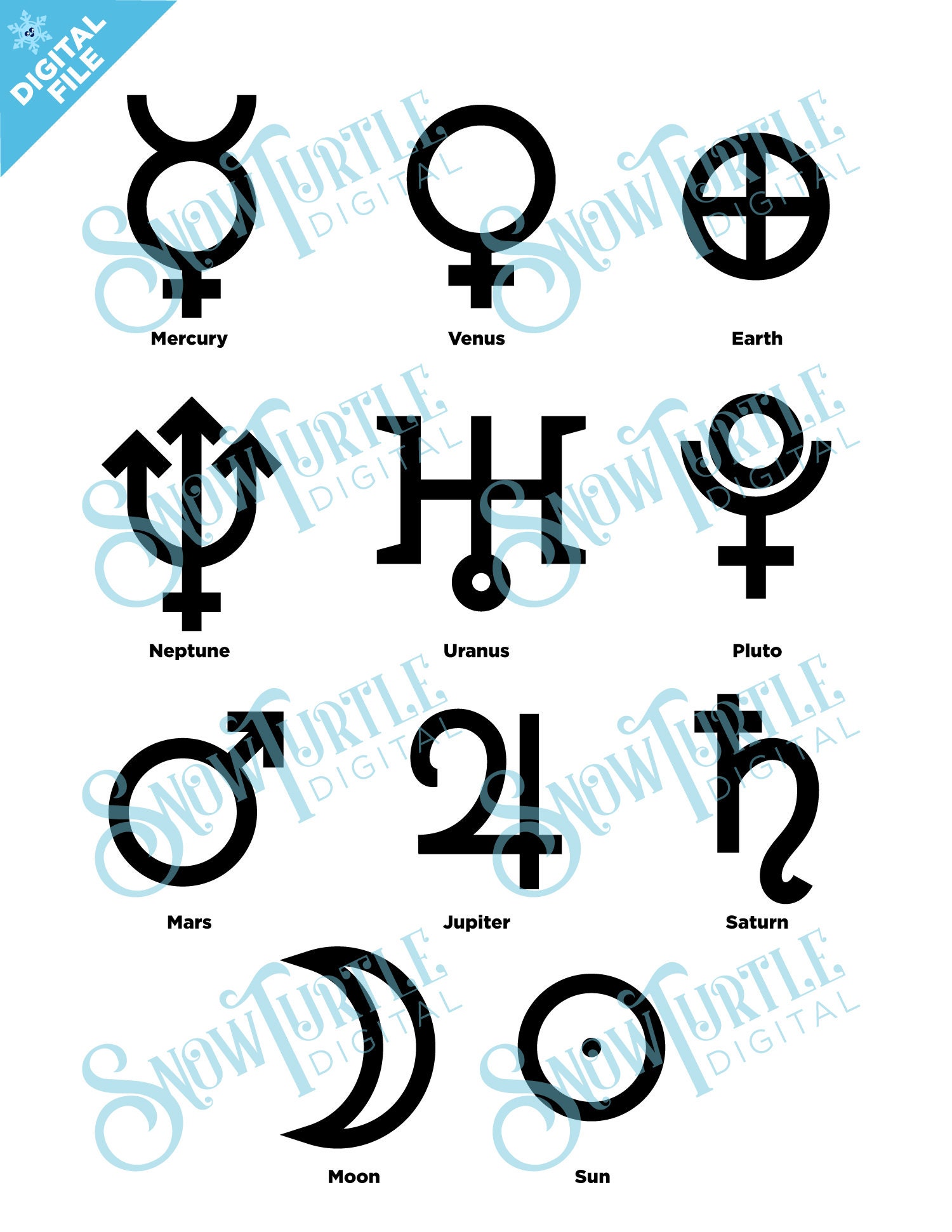Planet Solar System Icons Symbols Individual Svg/dxf/png/pdf, Cut Files ...
