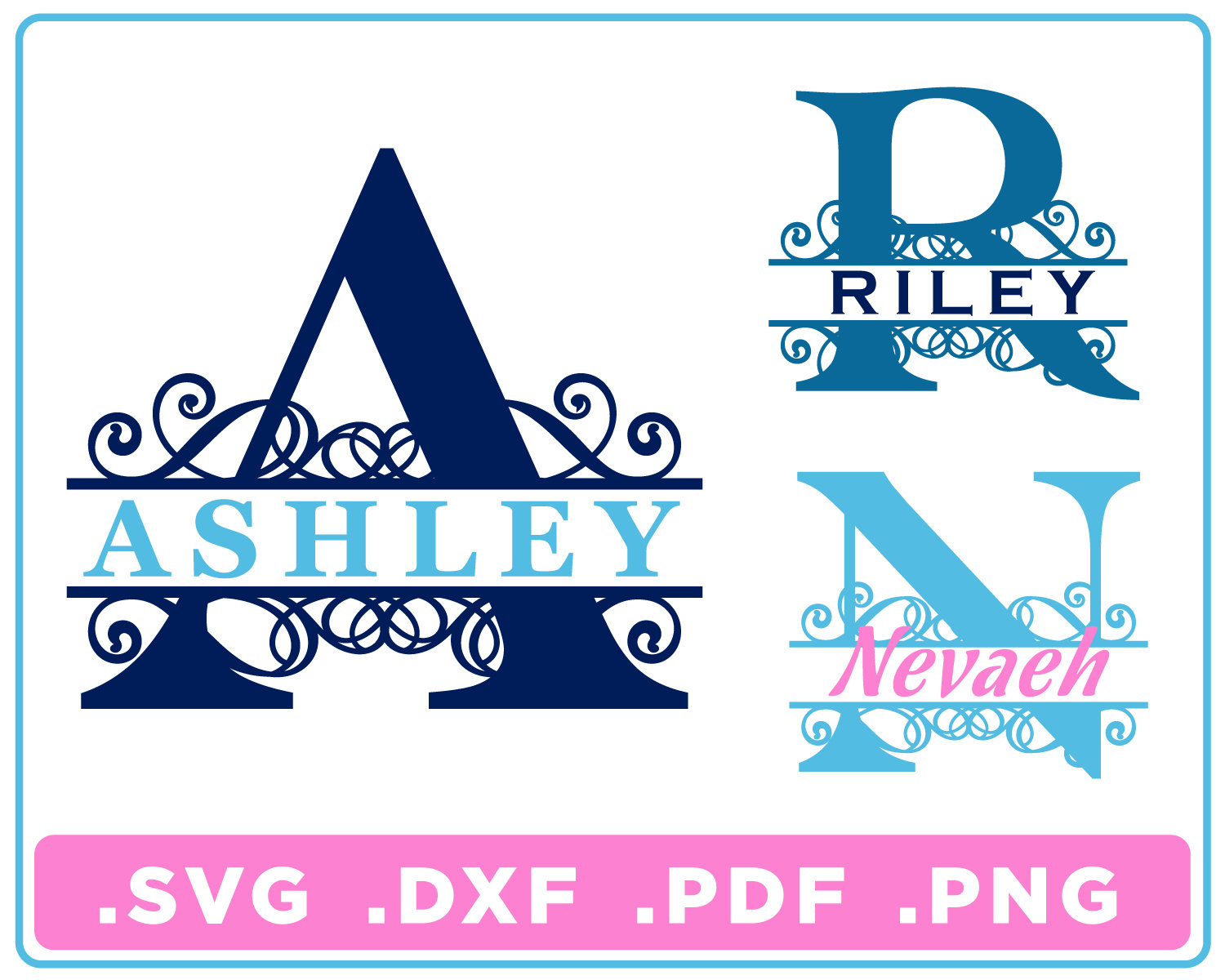 Split Monogram Svg/dxf/png/pdf, Alphabet Cut Files, Digital Download ...