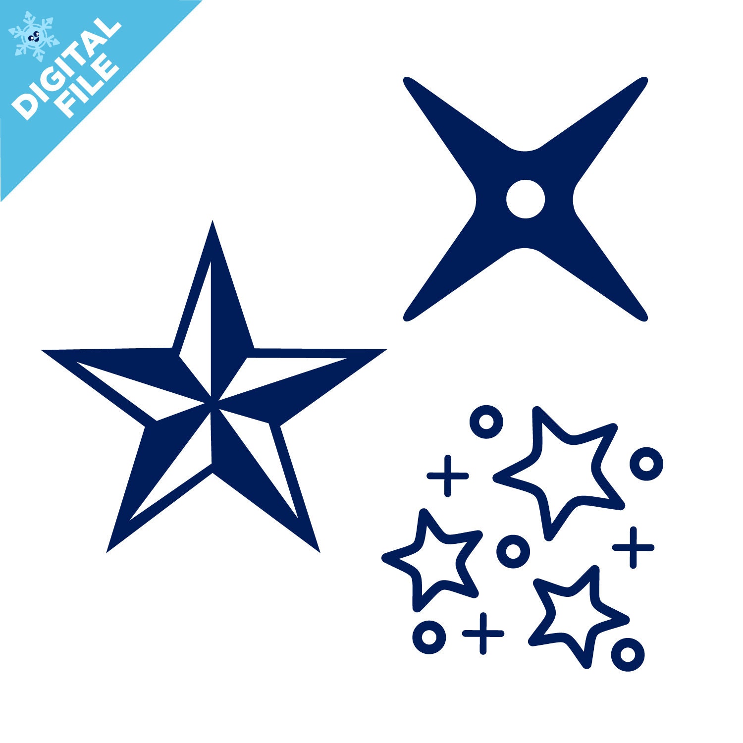 Stars Set of 42 Individual Stars Svg/dxf/png/pdf, Cut Files, Digital ...