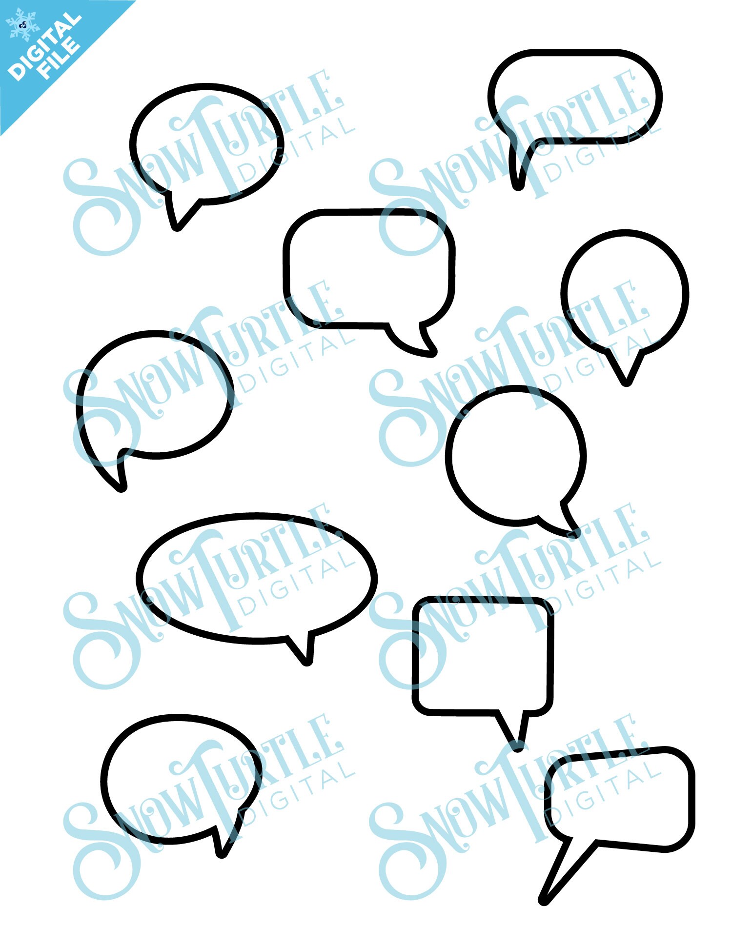 Word Bubbles Cartoon Speech Set of 30 Svg/dxf/png/pdf, Cut Files ...
