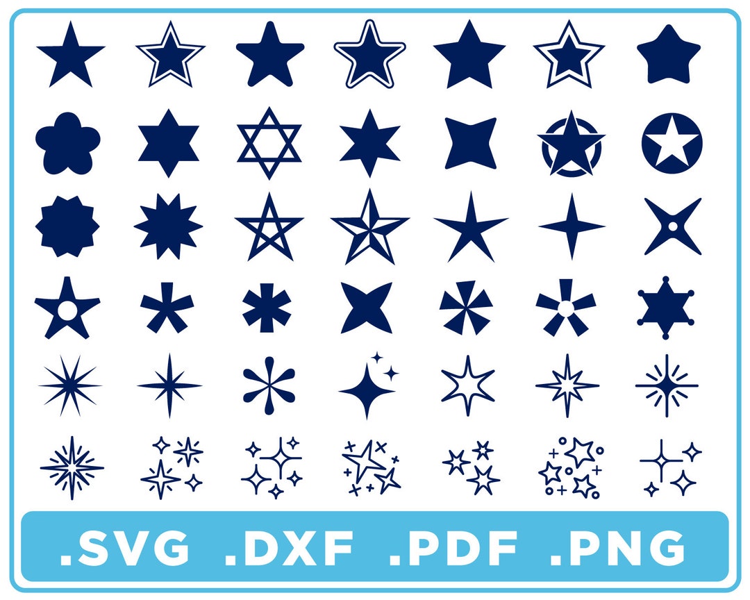 Stars Set of 42 Individual Stars Svg/dxf/png/pdf, Cut Files, Digital ...