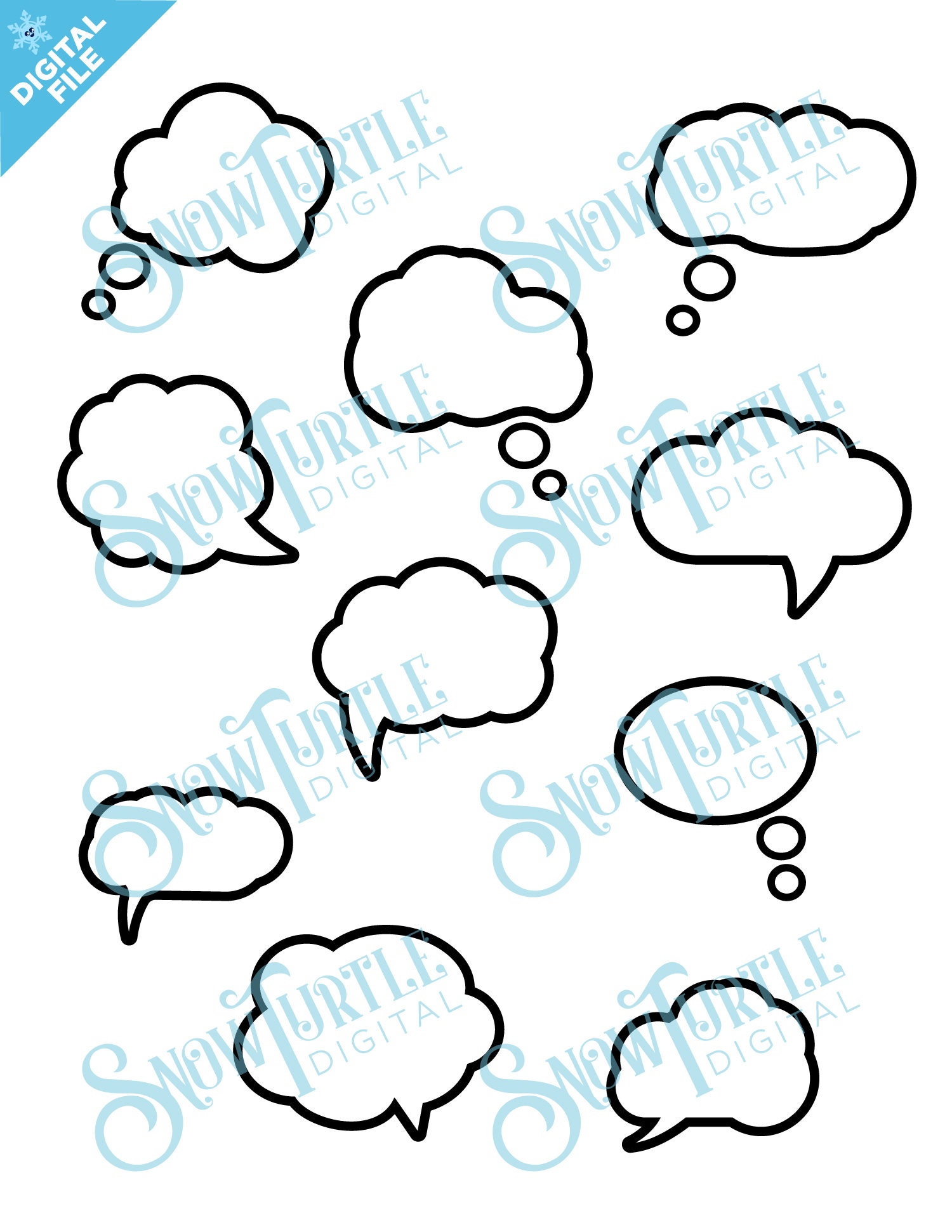 Word Bubbles Cartoon Speech Set of 30 Svg/dxf/png/pdf, Cut Files ...