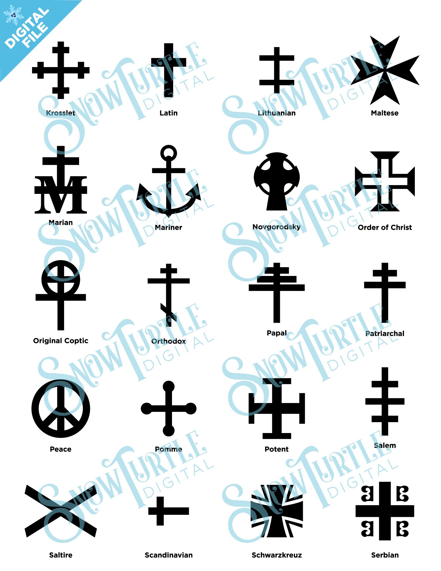 Crosses of the World Set of 48 Svg/dxf/png/pdf, Cut Files, Digital ...