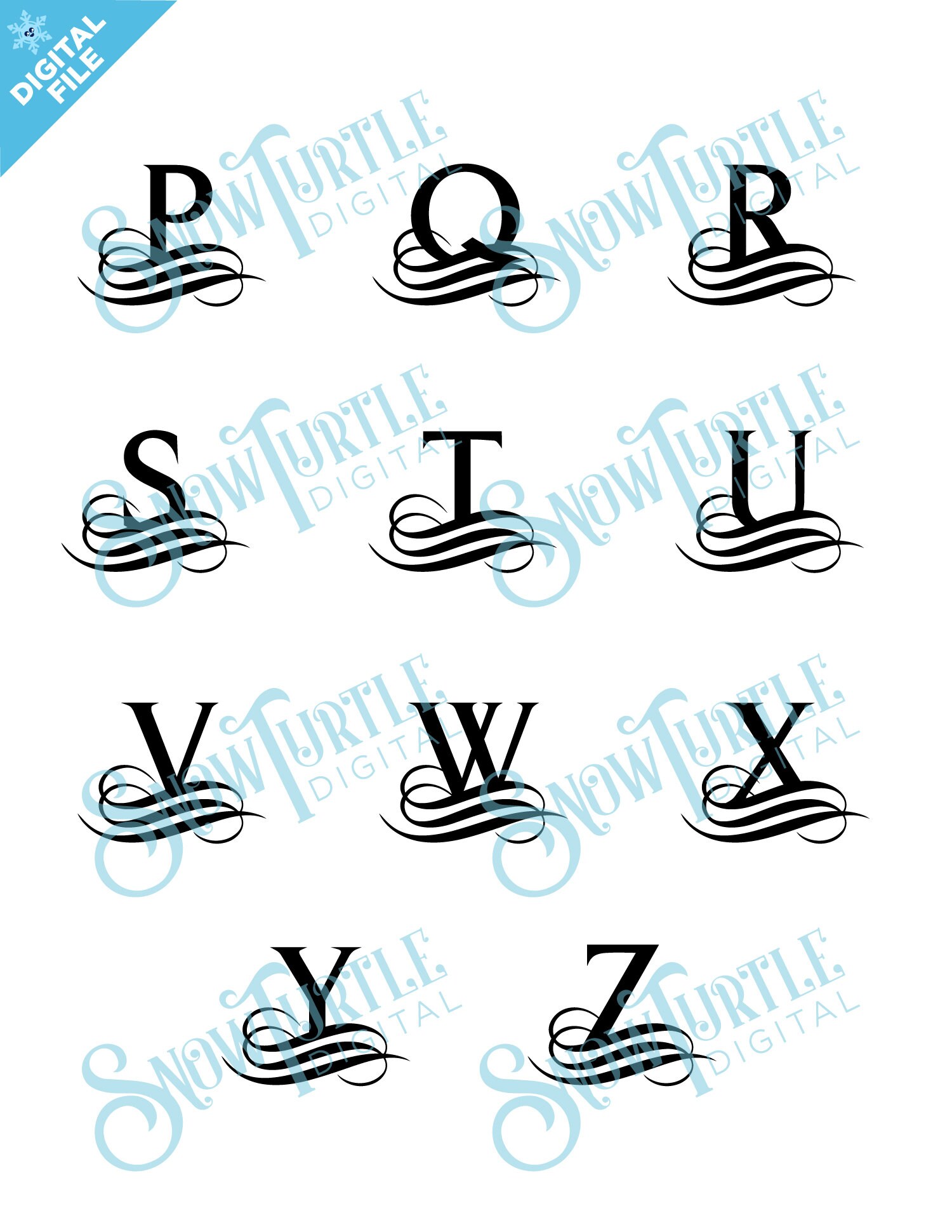 Single Monogram Svg/dxf/png/pdf Alphabet Cut Files Digital - Etsy