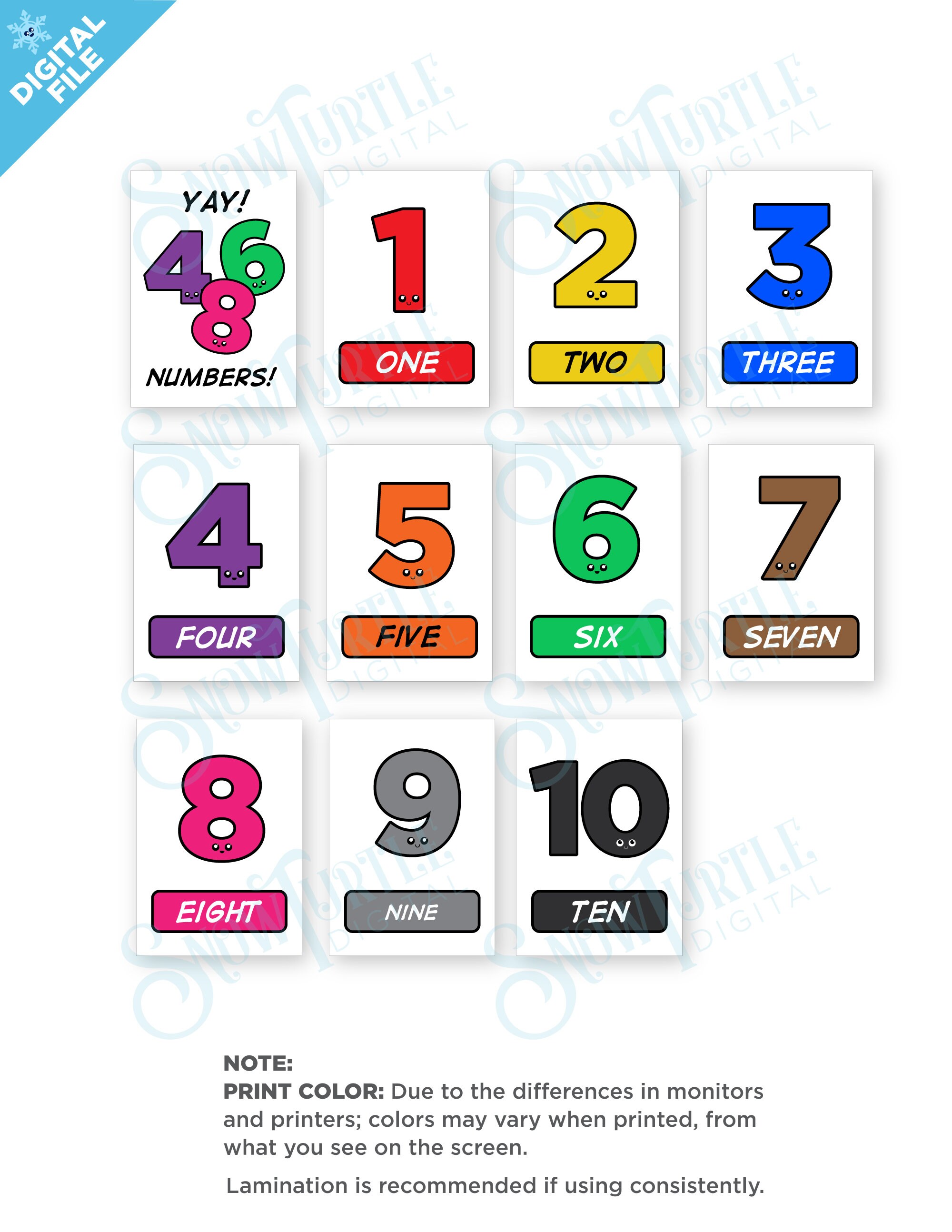 Yay FULL SET Colors Numbers Shapes & Letters Flashcards for - Etsy