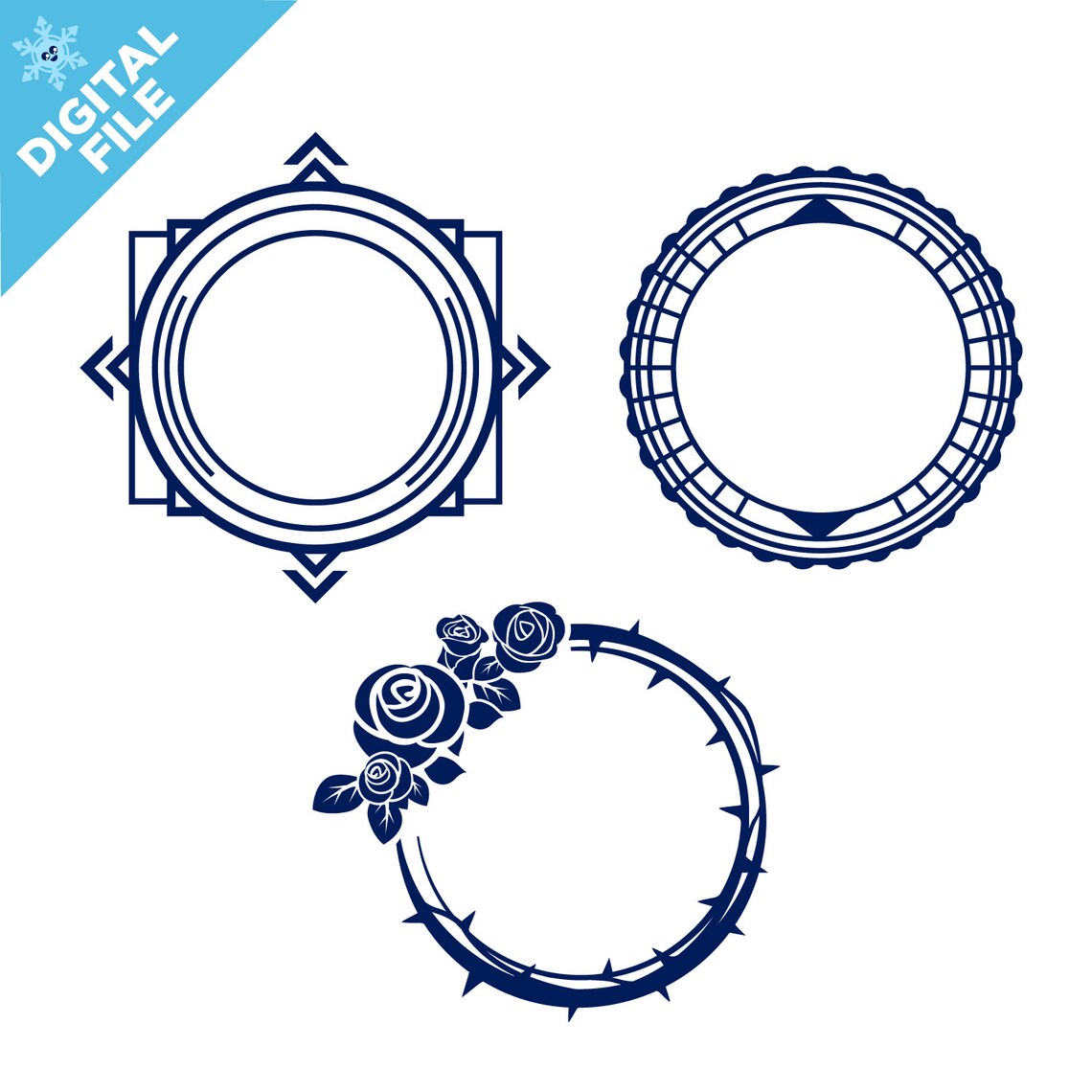 14 Circle Monogram Frames Set Svg/dxf/png/pdf, Cut Files, Digital Download, Cricut, Silhouette ...