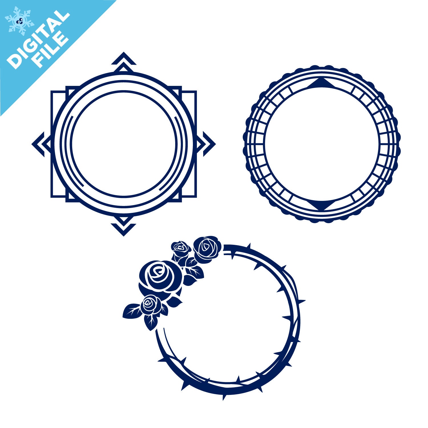 14 Circle Monogram Frames Set Svg/dxf/png/pdf, Cut Files, Digital ...