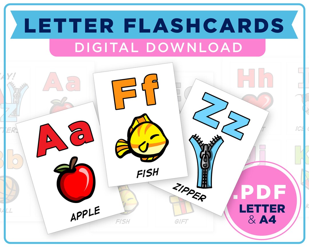 Letras Alfabeto Flashcards para Niños, Descarga Digital Imprimible ...