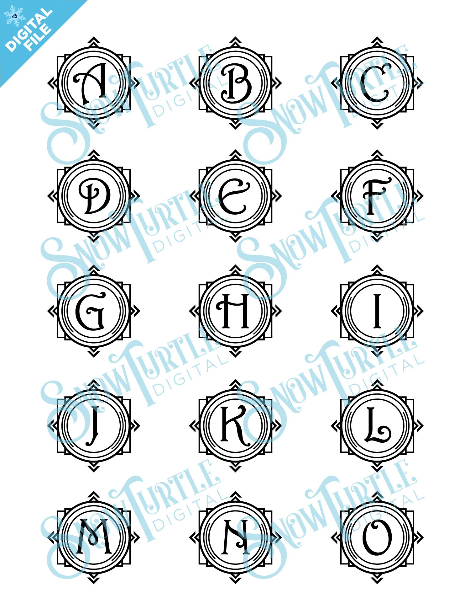 Circle Monogram Svg/dxf/png/pdf, Alphabet Cut Files, Digital Download ...