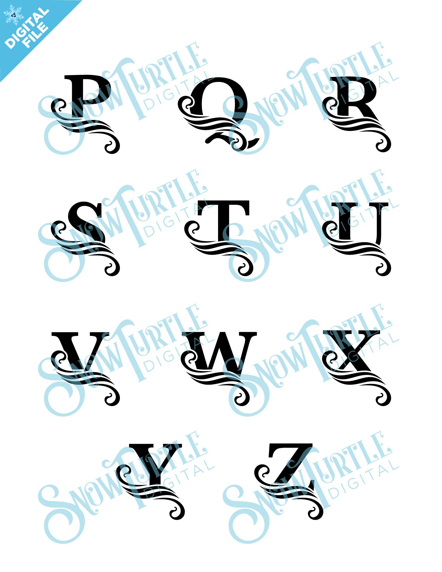 Single Monogram Svg/dxf/png/pdf Alphabet Cut Files Digital - Etsy