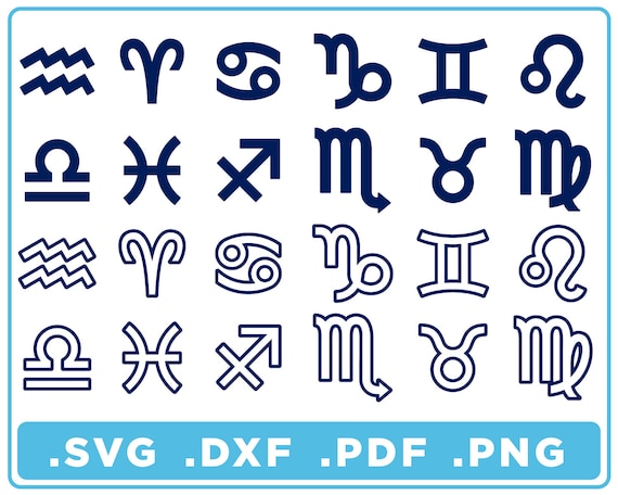 Zodiac Sign Set Astrology Icons Svg/dxf/png/pdf Cut Files | Etsy
