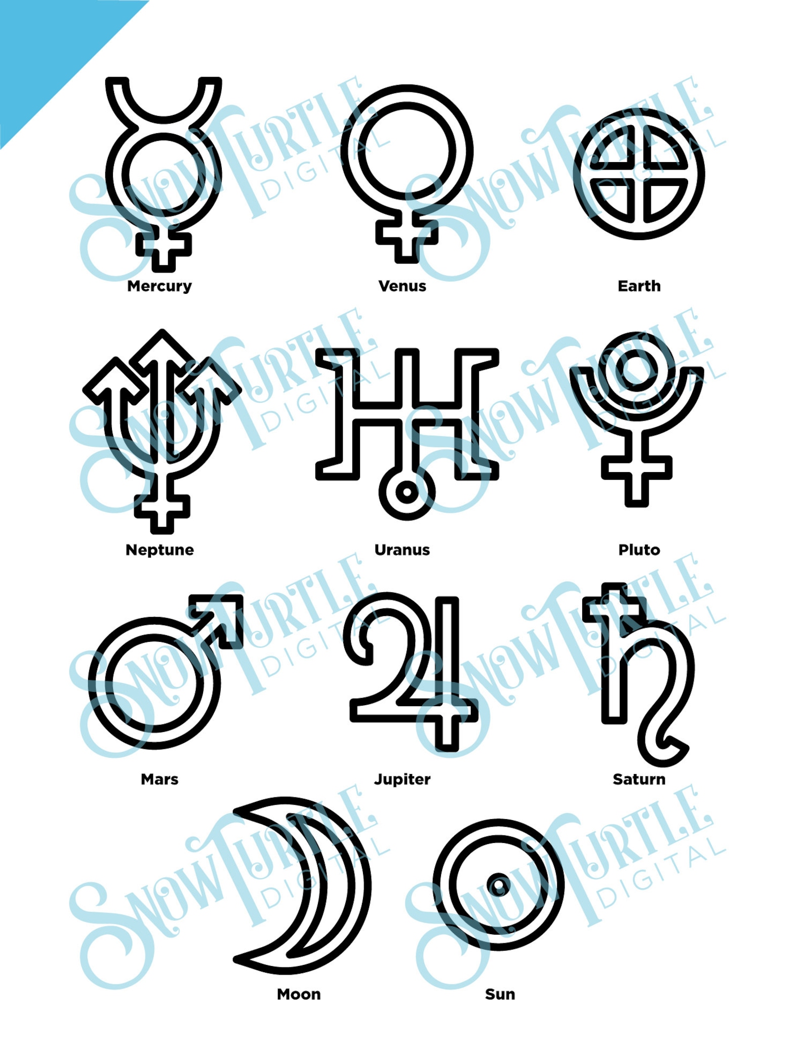 Planet Solar System Icons Symbols Individual Svg/dxf/png/pdf, Cut Files ...