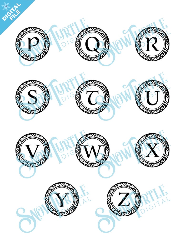 Circle Monogram Svg/dxf/png/pdf Alphabet Cut Files Digital - Etsy