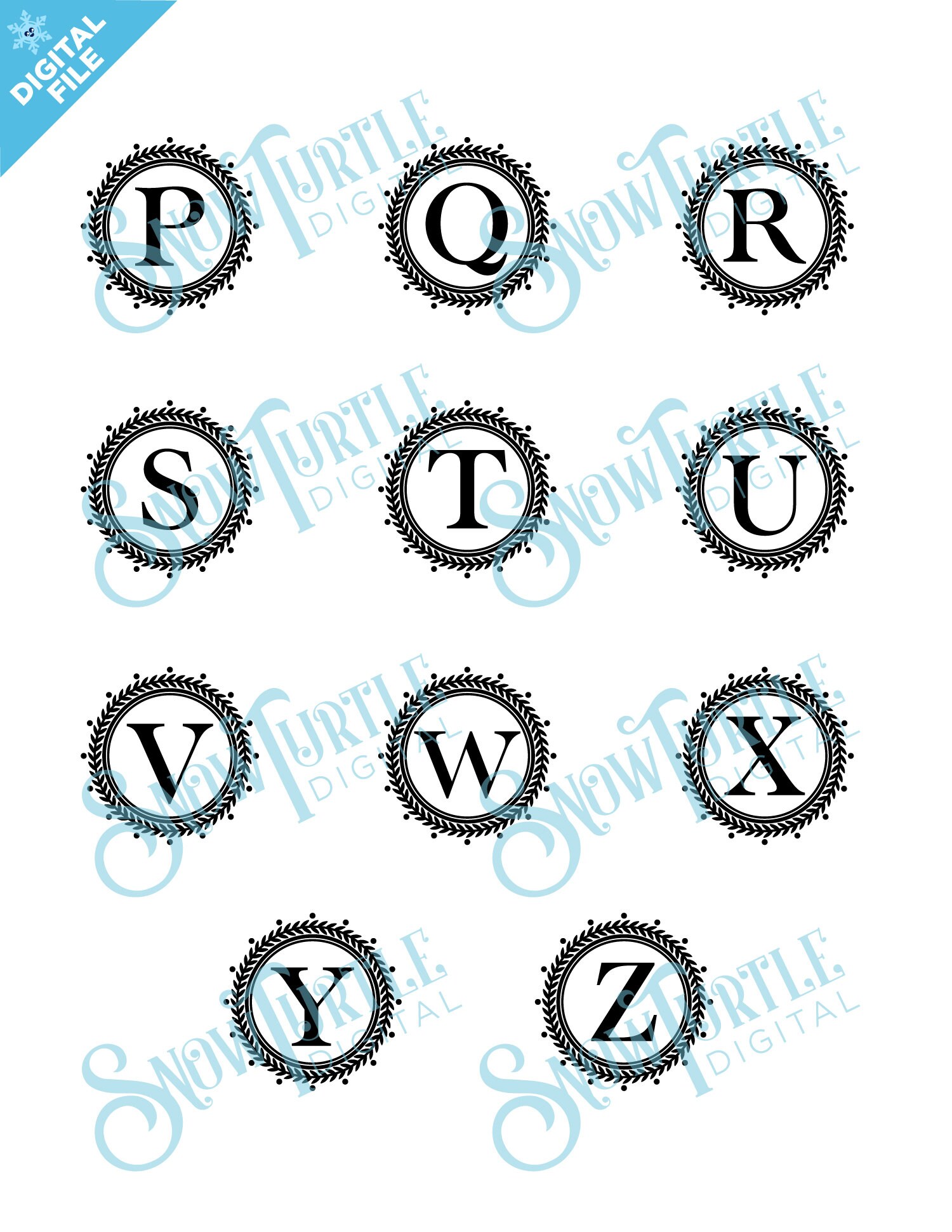 Circle Monogram Svg/dxf/png/pdf, Alphabet Cut Files, Digital Download ...