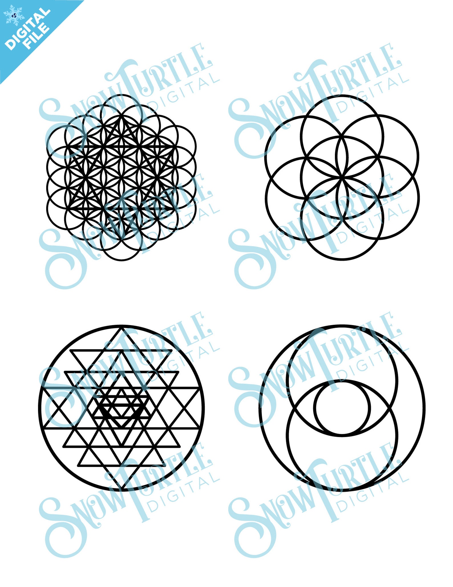Sacred Geometry Set of 20 Individual Designs Svg/dxf/png/pdf, Cut Files ...