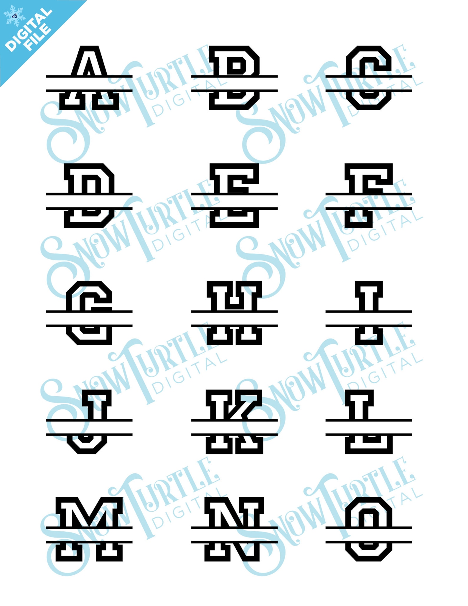 Split Monogram Svg/dxf/png/pdf, Alphabet Cut Files, Digital Download ...