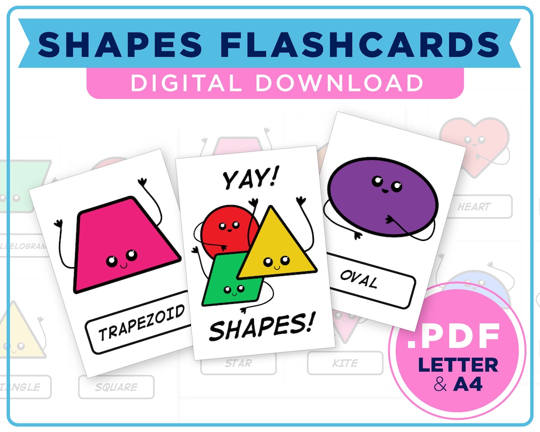 Shapes Flashcards for Kids, Printable Digital Download, Toddler ...