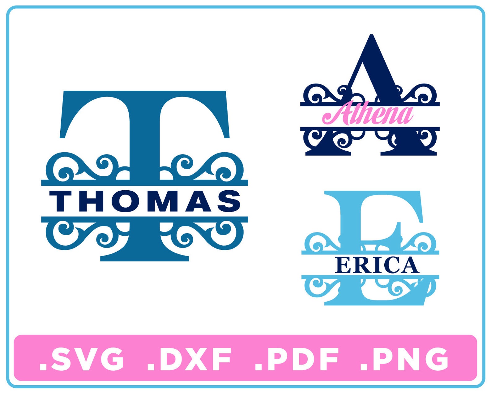 Split Monogram Svg/dxf/png/pdf Alphabet Cut Files Digital - Etsy