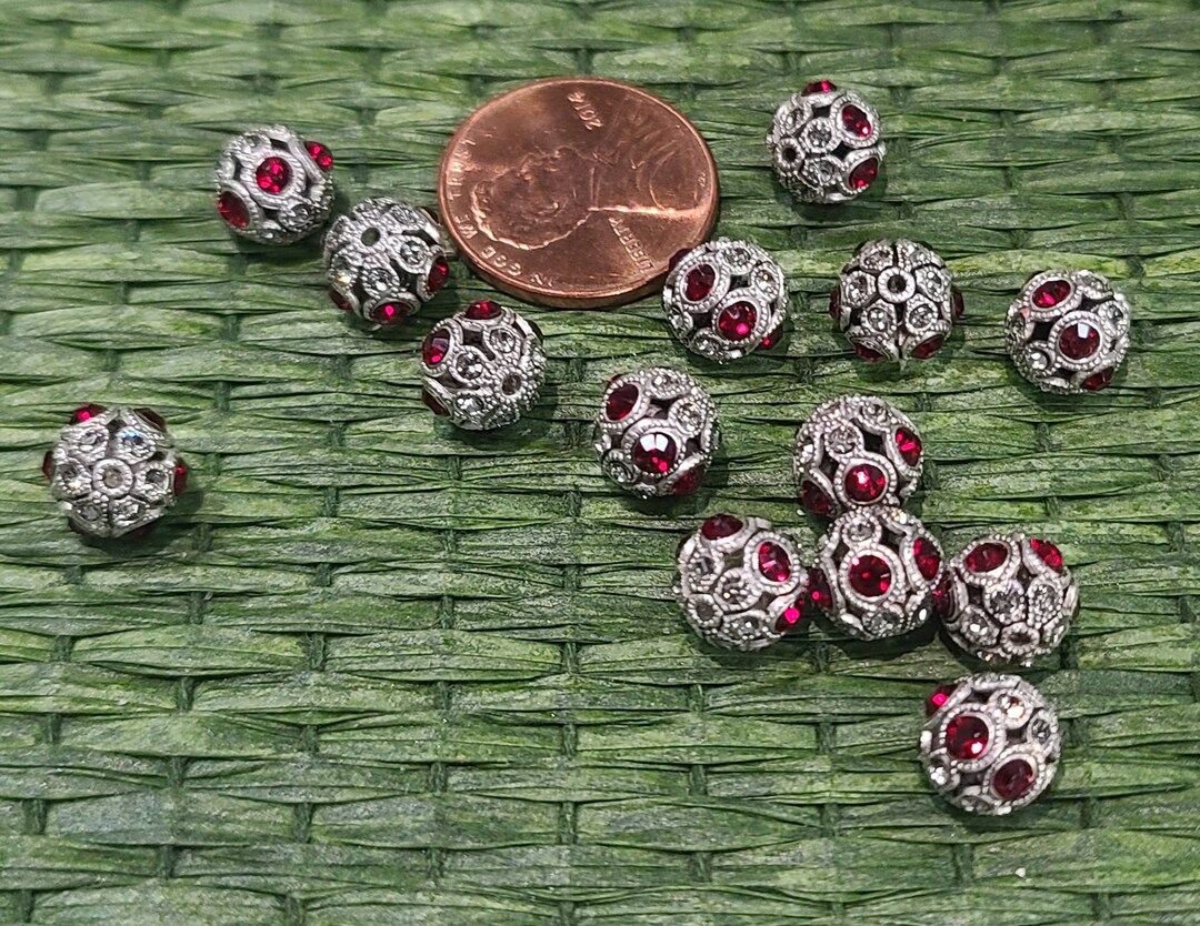 Filigree Balls | Siam / Black Diamond | 8mm | Antique Silver Plated - Etsy