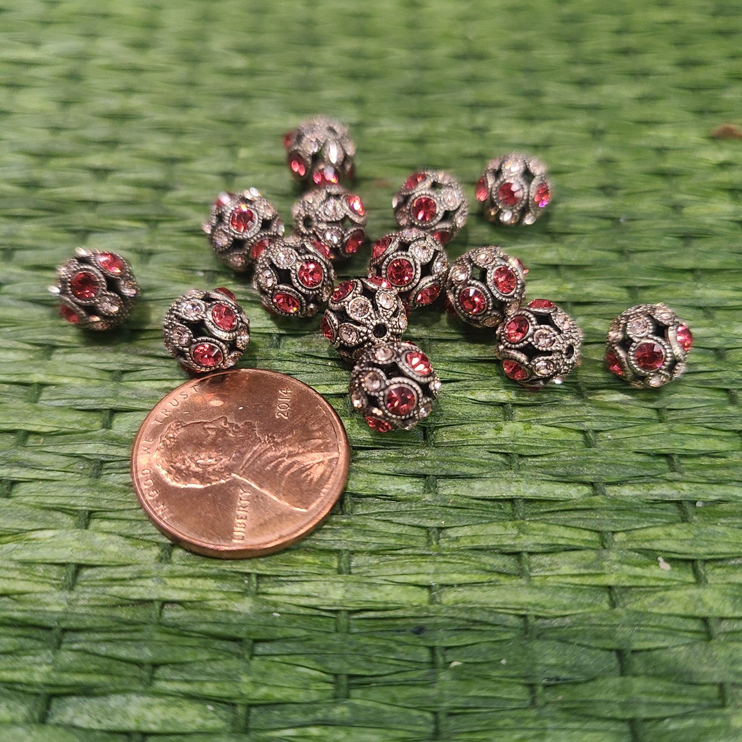 Filigree Balls | Indian Pink / Light Peach | 8mm | Antique Silver ...