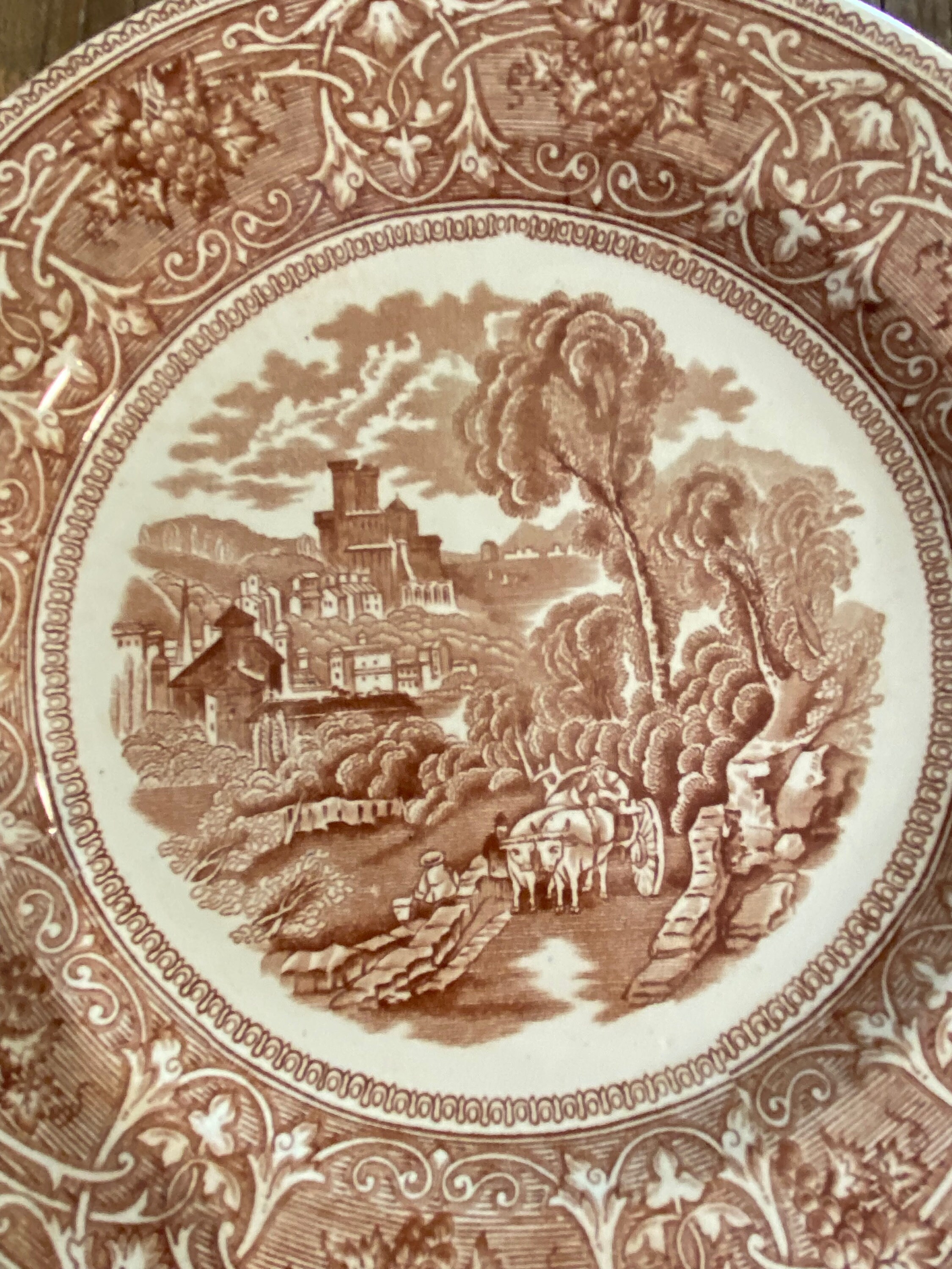 Antique Brown and White Transferware E.m.&co. Italy Pattern - Etsy