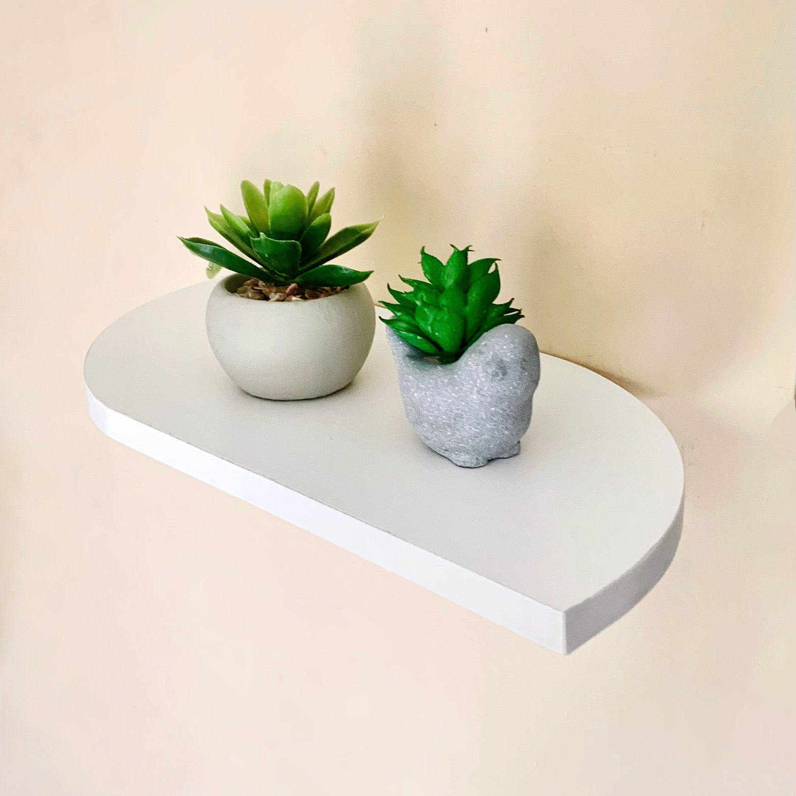 White Leaf Floating Shelf, Unique Shaped Custom Shelf, Half Round Shelf ...