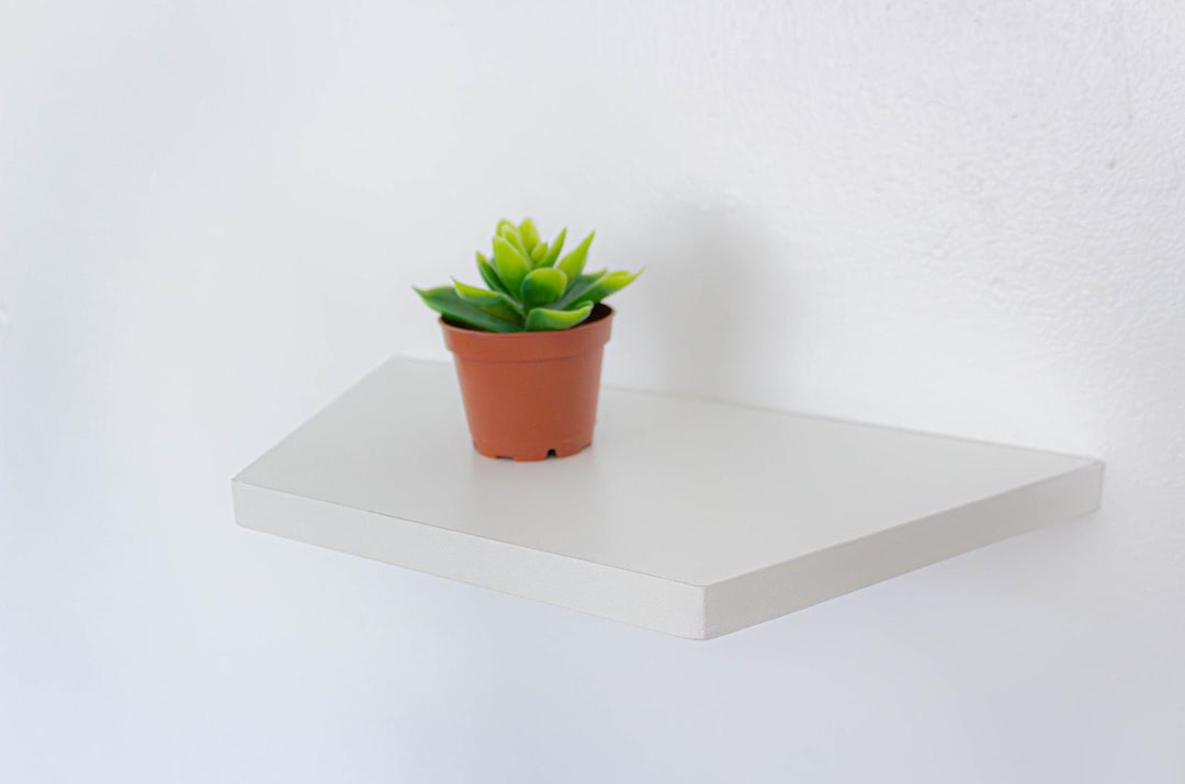Unique White Trapezoid Floating Shelf, Custom Shelves With Brackets ...