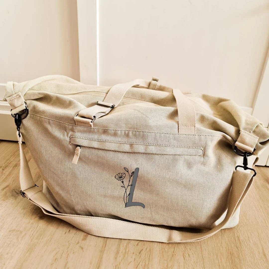 Duffel Bag Birth Flower Initials Personalized - Etsy